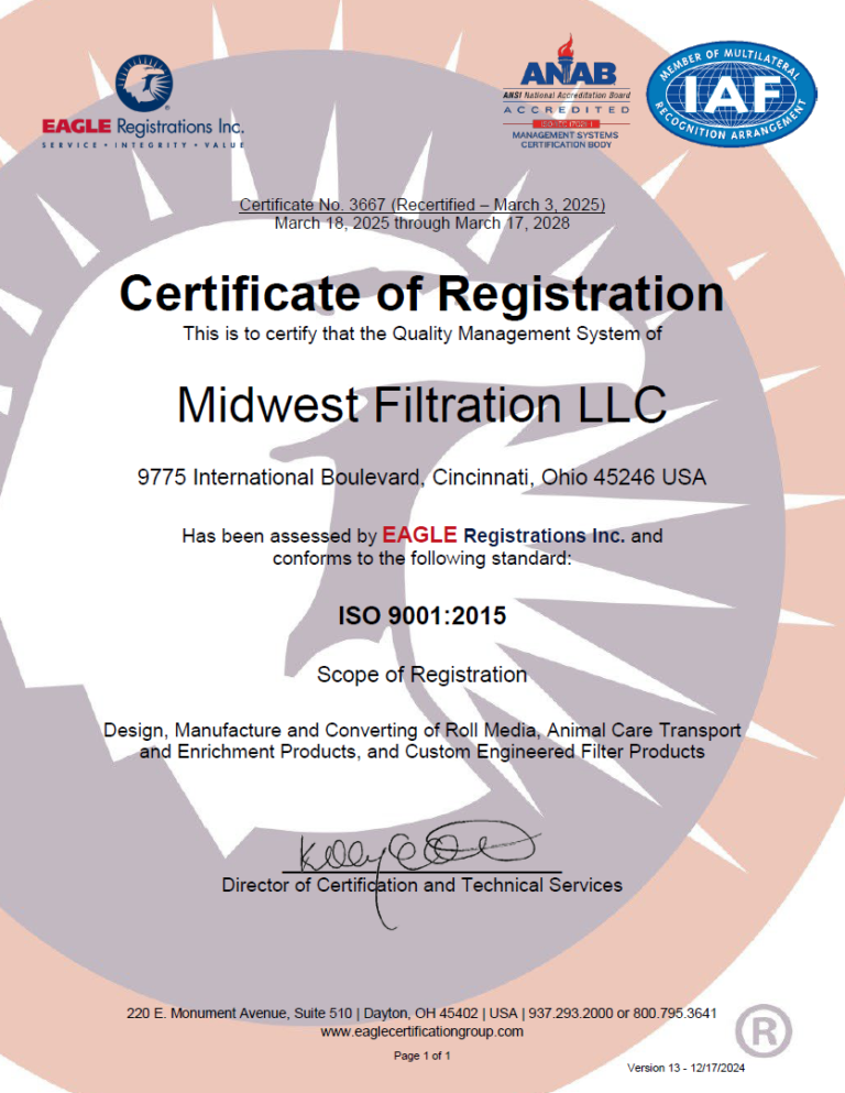 ISO CERTIFICATE - Midwest Filtration