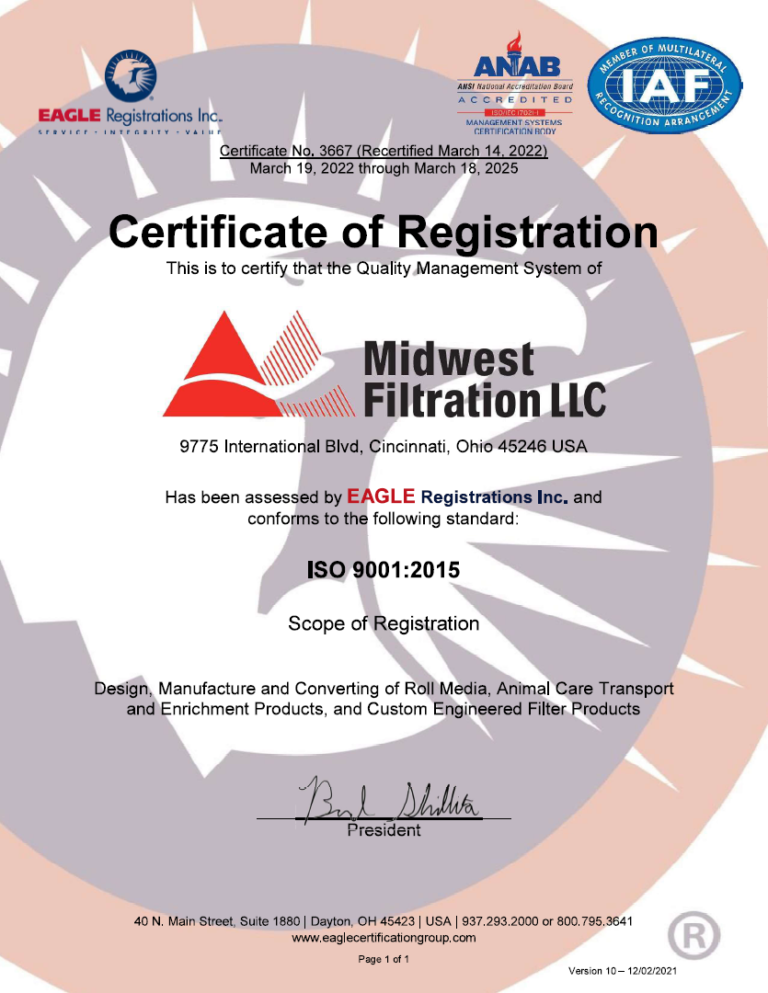 ISO CERTIFICATE - Midwest Filtration
